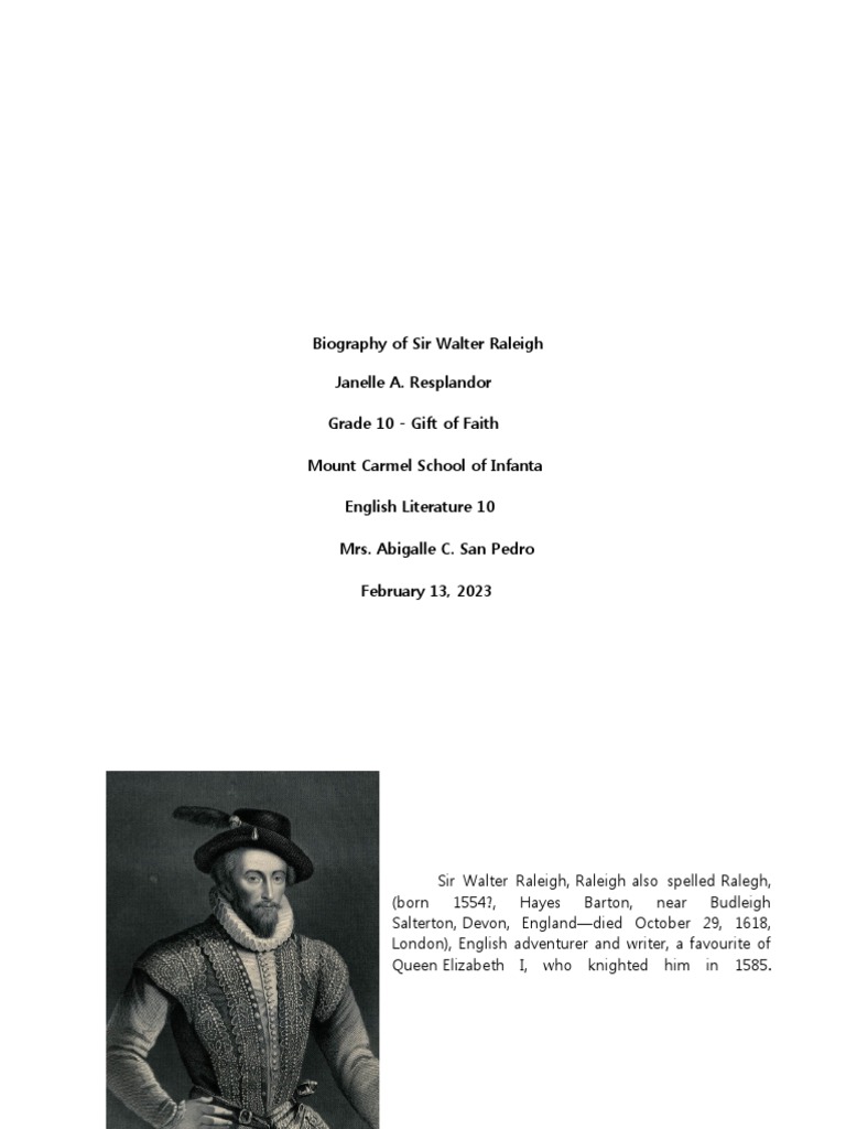 Biography of Sir Walter Raleigh. janelle - Copy | PDF