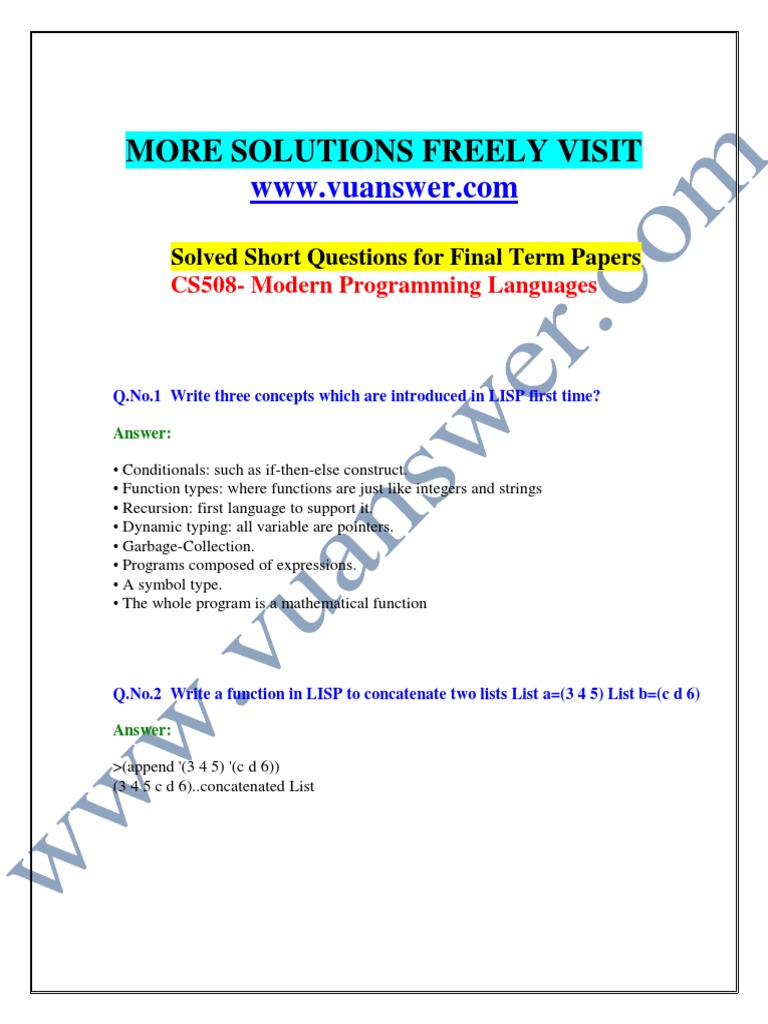 CS508 Short Notes | PDF | Variable (Computer Science) | Pointer ...