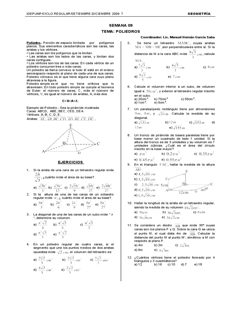 9geometria Manuel Hernan Garcia Saba | PDF | Tetraedro | Triángulo