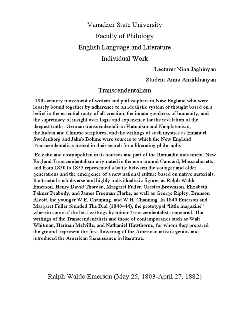 Vanadzor State University Faculty of Philology English Language and ...