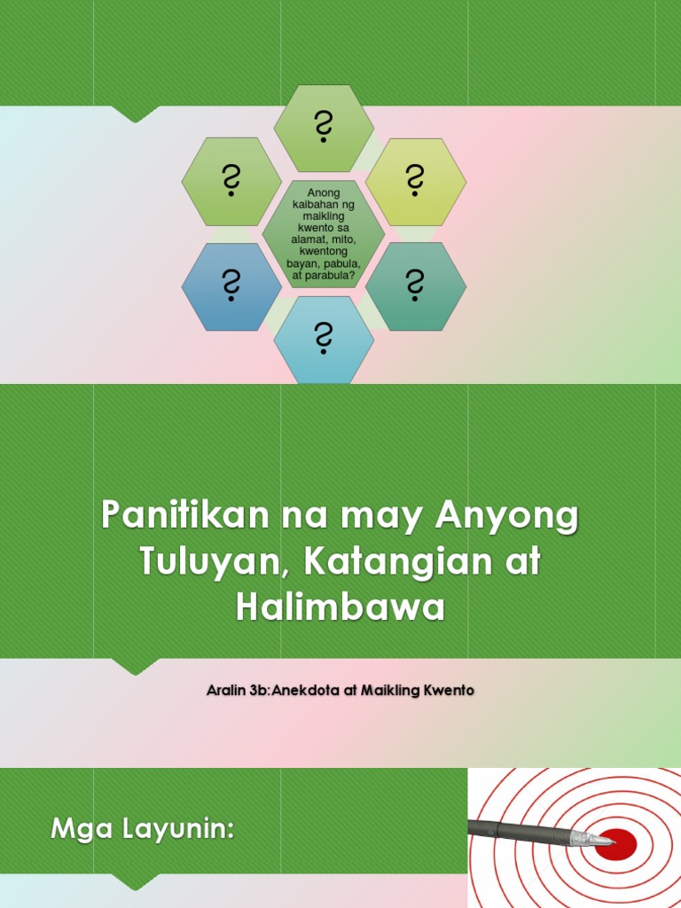 Aralin 3b-Panitikan Na May Anyong Tuluyan - Anekdota-Maikling Kwento | PDF