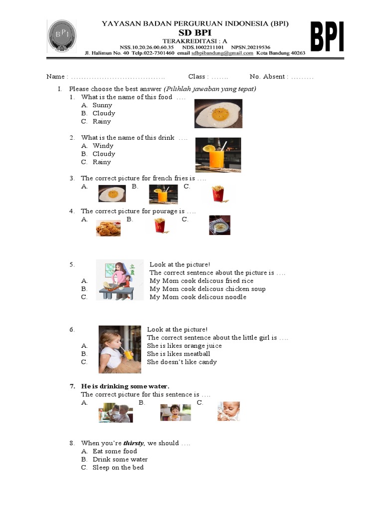 Food and Drink Quiz Worksheet | PDF | Cooking | Food And Drink