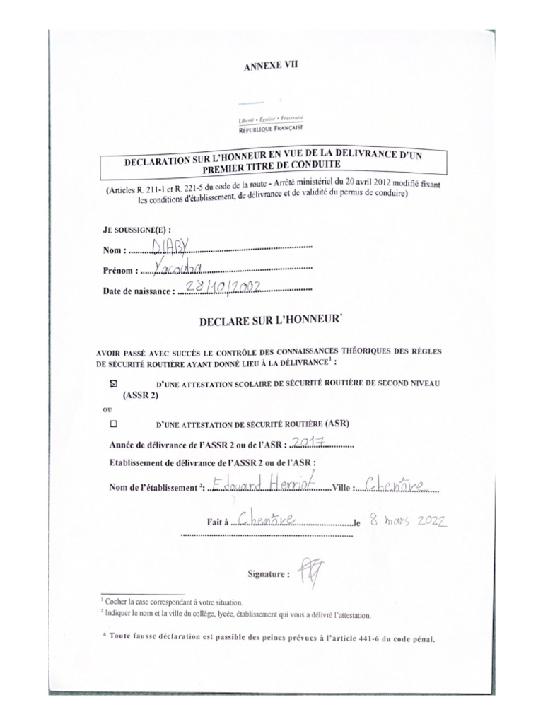 Attestation ASSR 2 | PDF