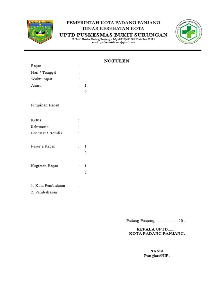 Contoh Format Notulen Rapat | PDF