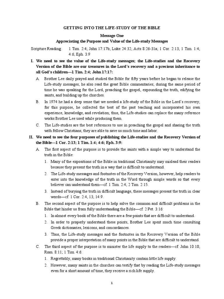 Getting Into The Life Study of The Bible | PDF | Bible | Revelation