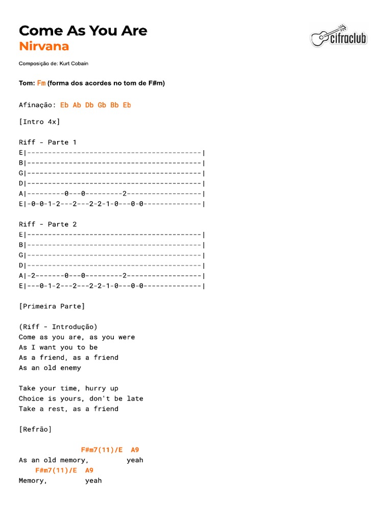 Come As You Are - Nirvana | PDF