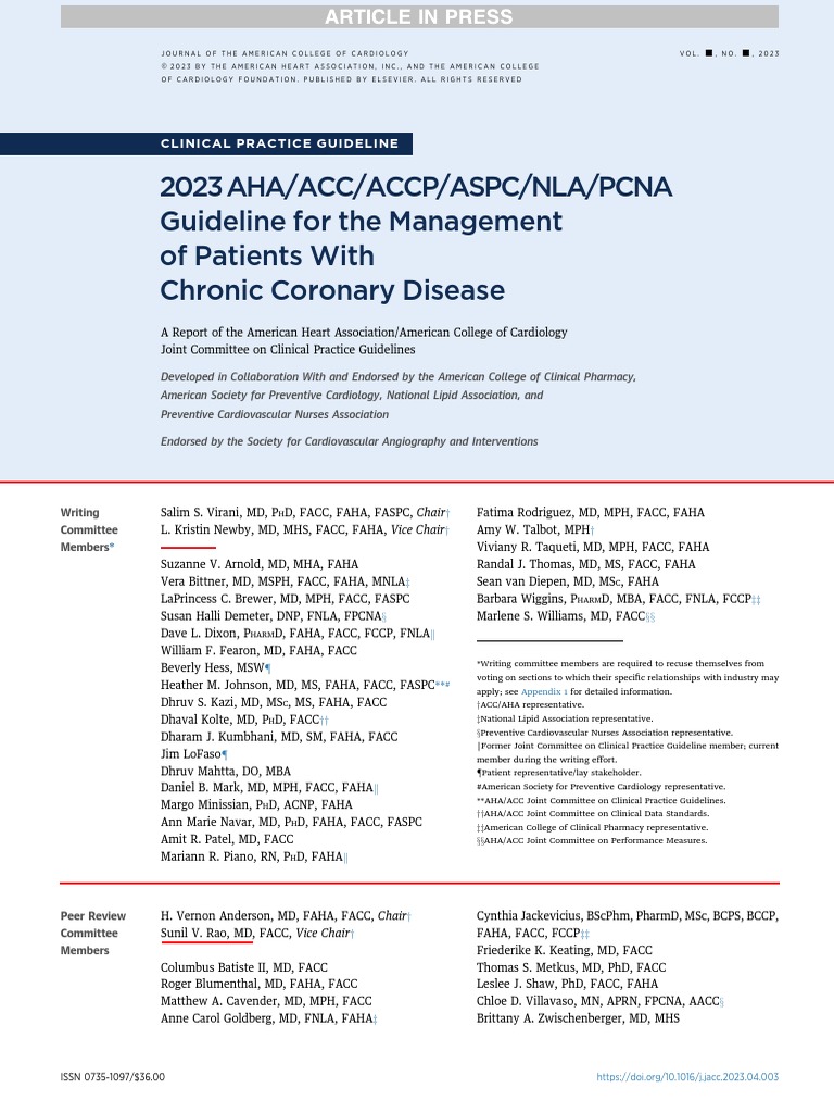 CCD Guidelines 2023 | PDF | Coronary Artery Disease | Evidence Based ...