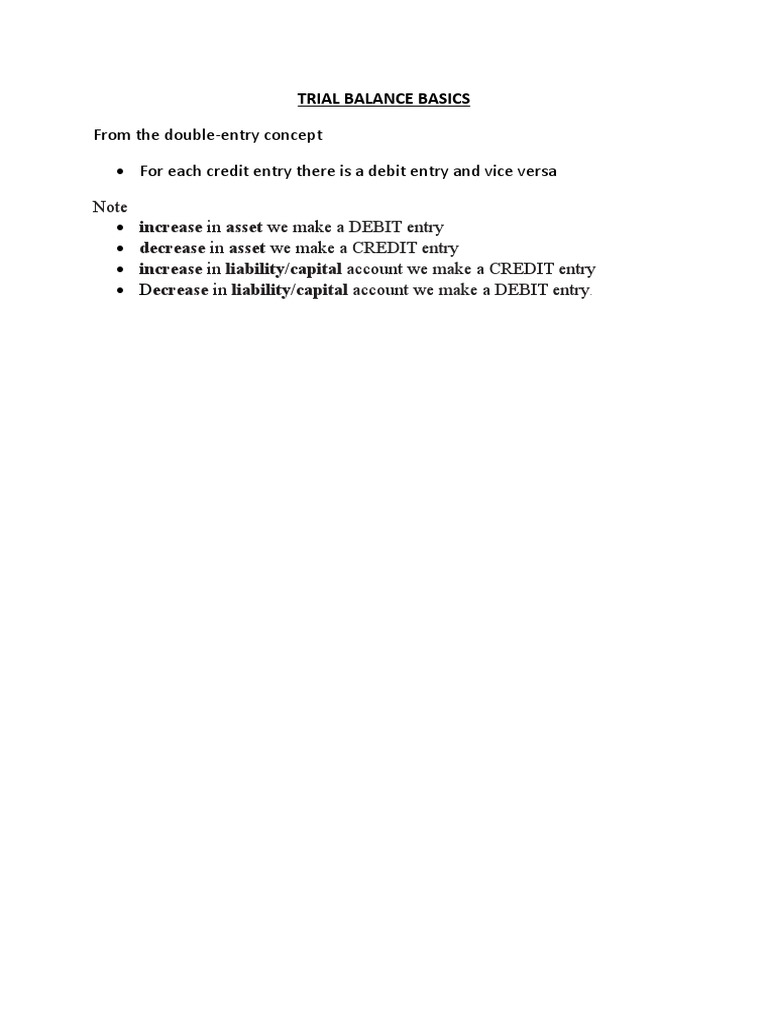 Trial Balance Basics | PDF