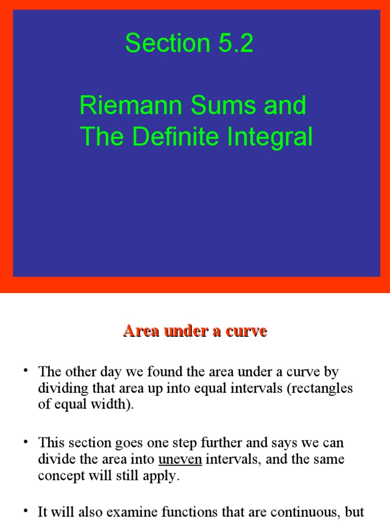 Definite Integral & Riemann Sums | PDF | Integral | Mathematical Analysis
