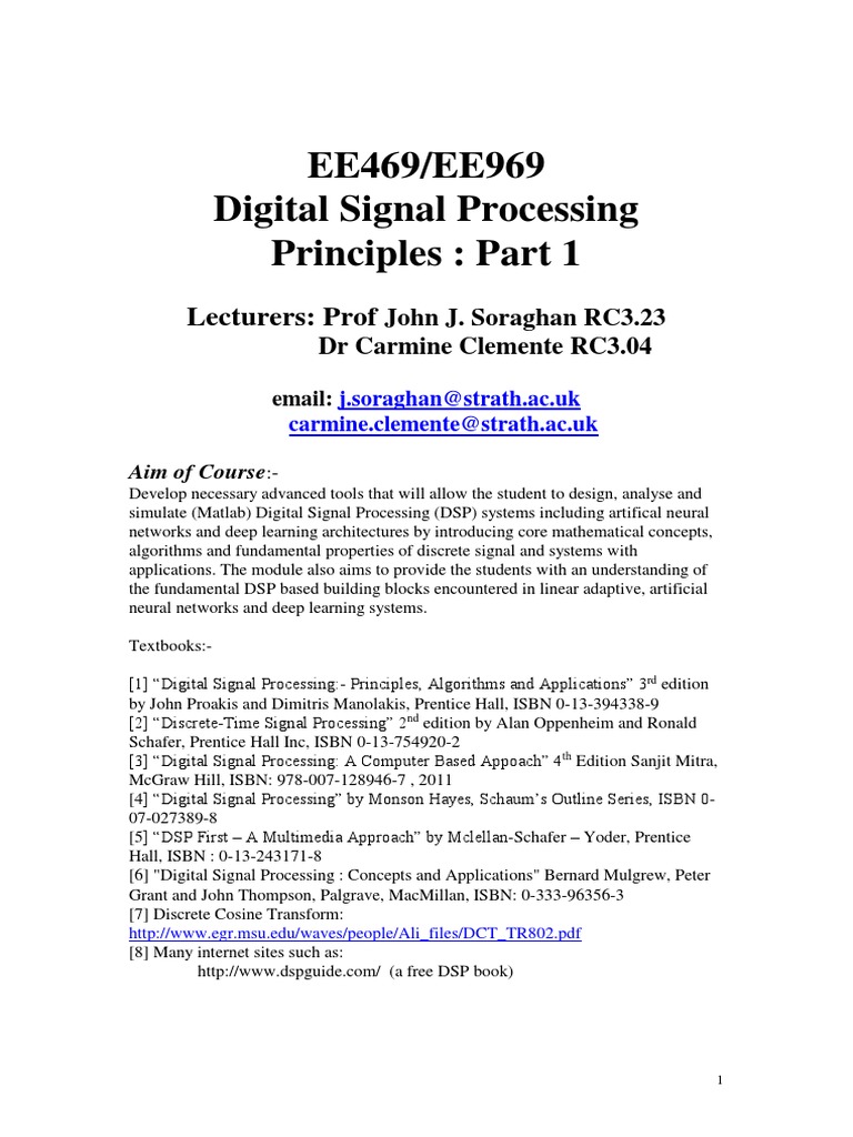 DSP Principles and Applications Overview | PDF | Discrete Fourier Transform | Digital Signal ...
