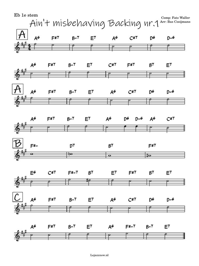 Ain't Misbehaving Backing-Eb 1e Stem | PDF