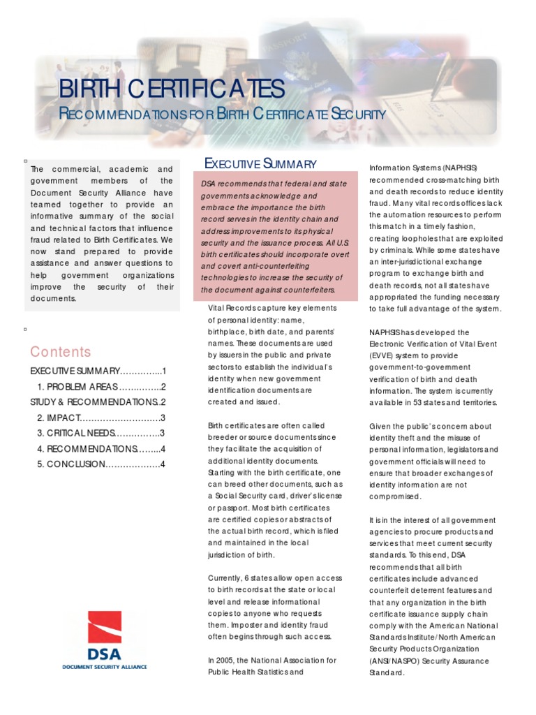 document security alliance certificateofbirth | PDF