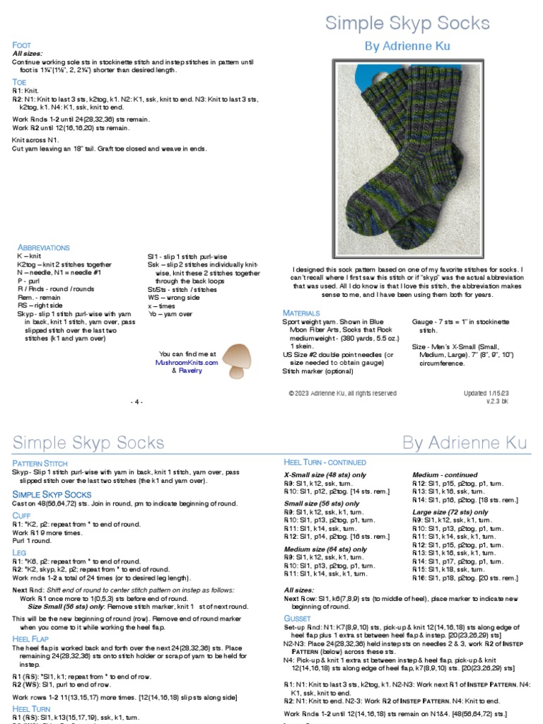 Simple Skyp Socks PDF v.2.3 BK | PDF