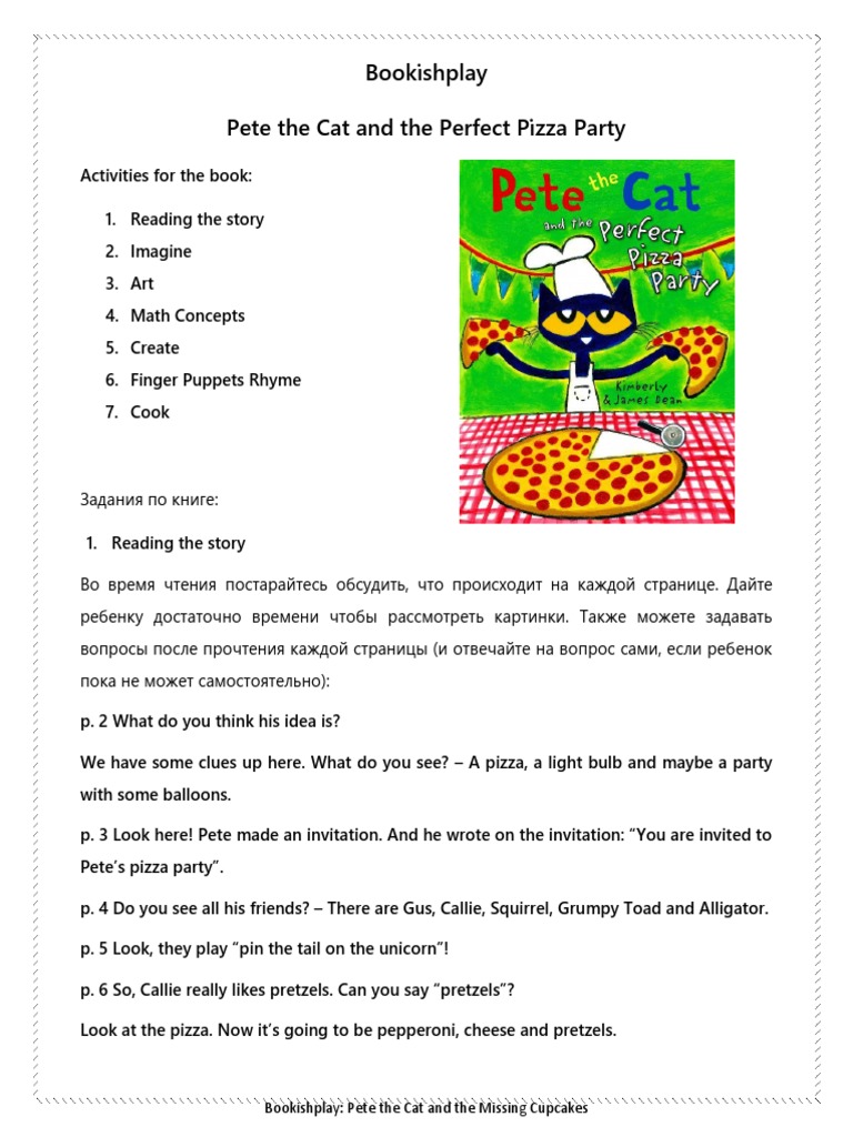 Bookishplay Pete The Cat and The Perfect Pizza Party | PDF | Foods ...