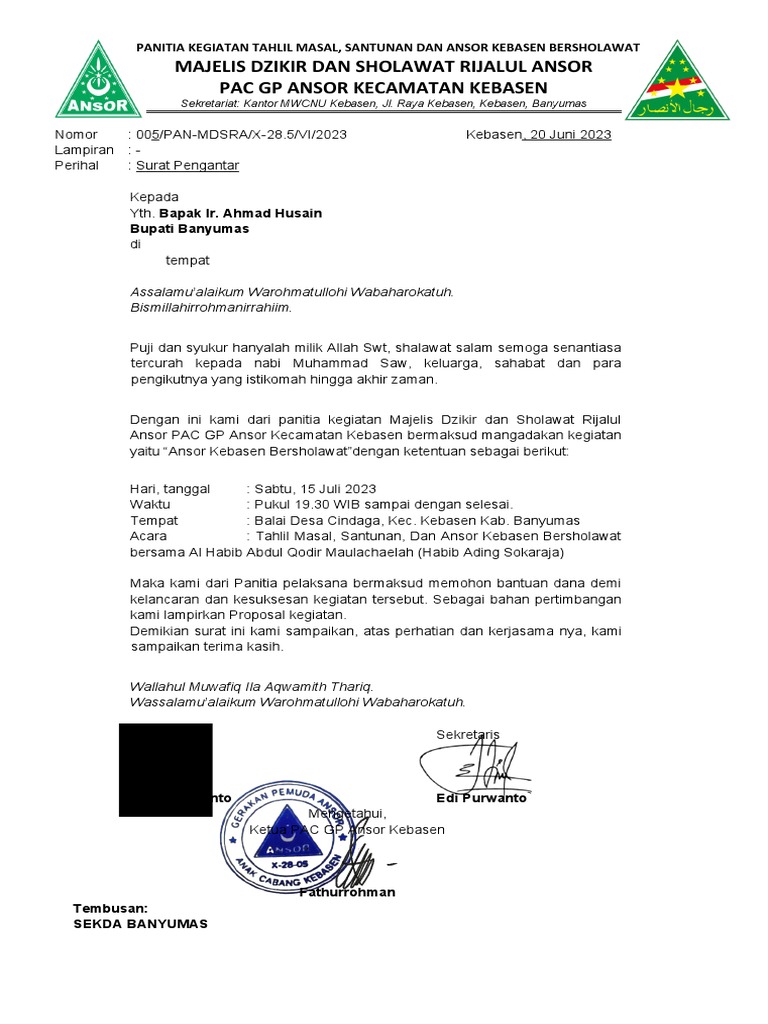 Surat Pengantar Proposal Bupati | PDF