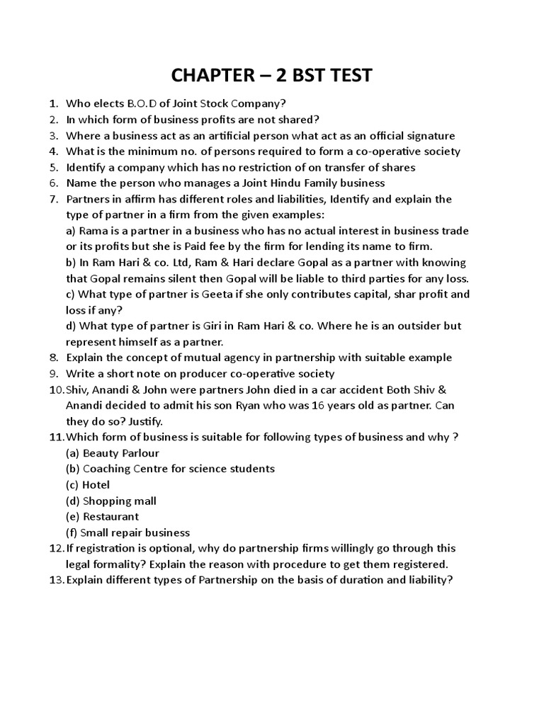 CHPT 2 BST Test | PDF