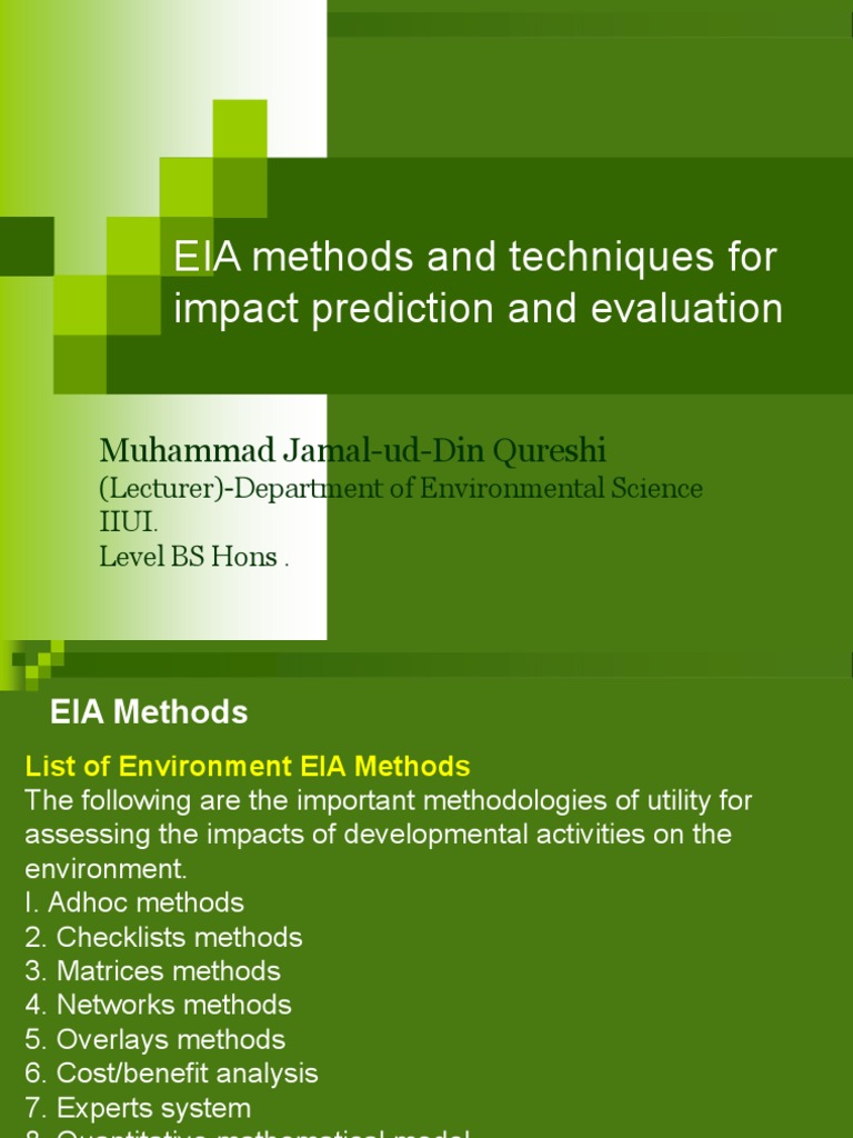 Lecture EIA Method & Techniques For Impact Prediction & Evaluation | PDF