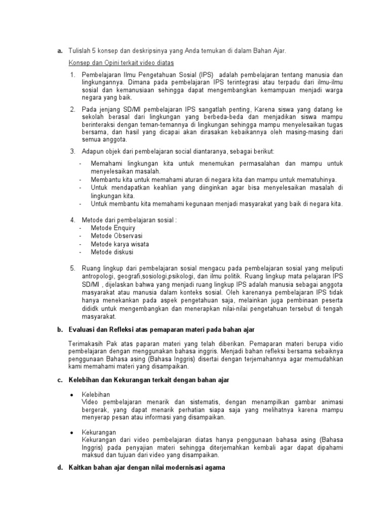 Analisis Bahan Ajar KB.1 | PDF