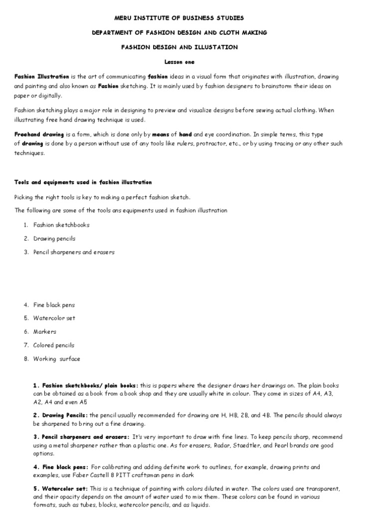 Fashion Illustration Lesson 1&2 | PDF