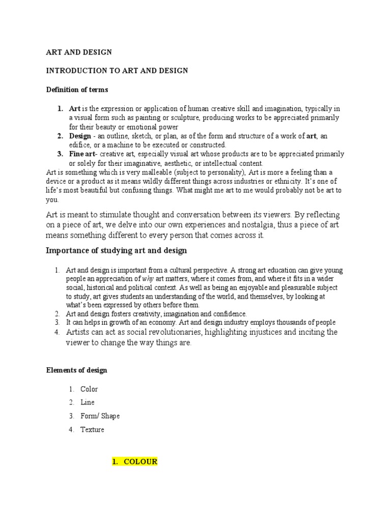 Art and Design Notes | PDF | Color | Perspective (Graphical)