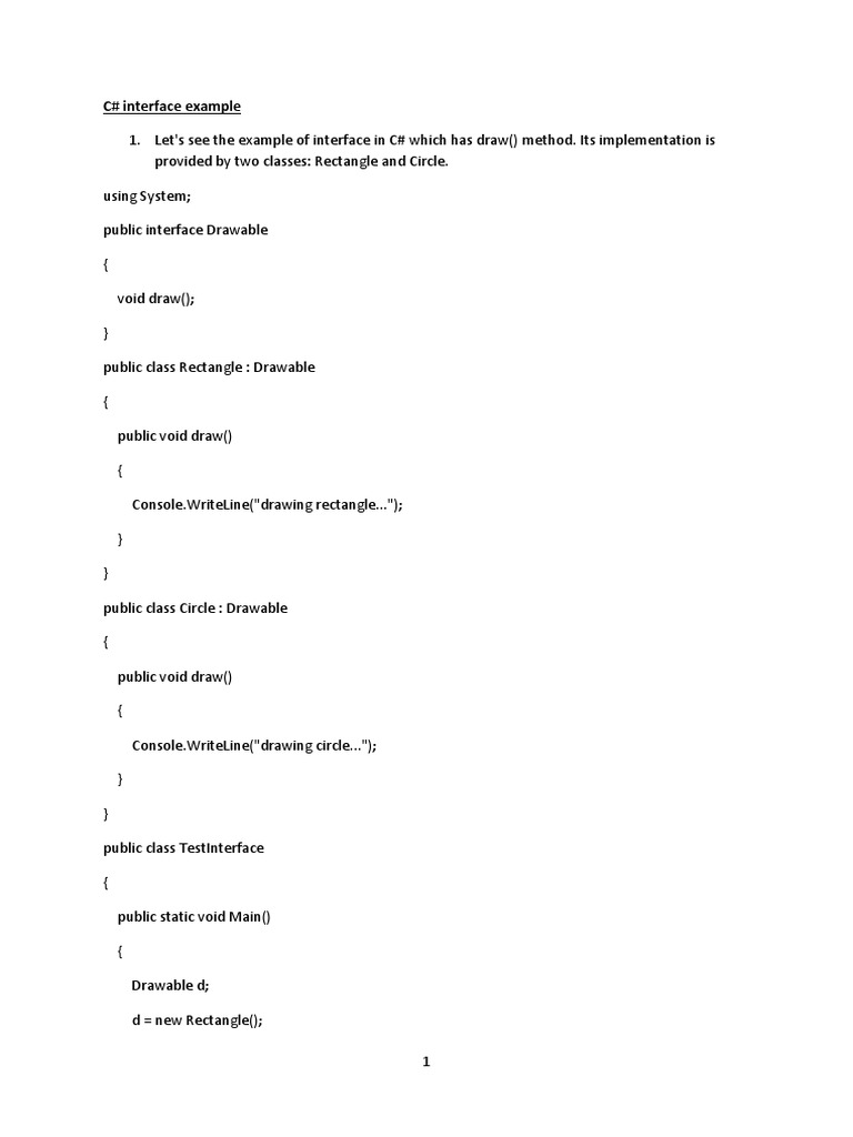 C Interfaces Pdf C Sharp Programming Language Class Computer Programming