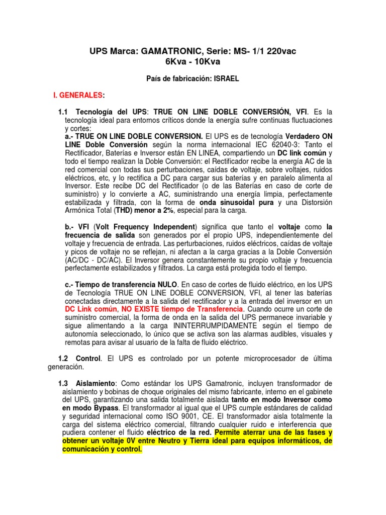 Ups Gamatronic | PDF