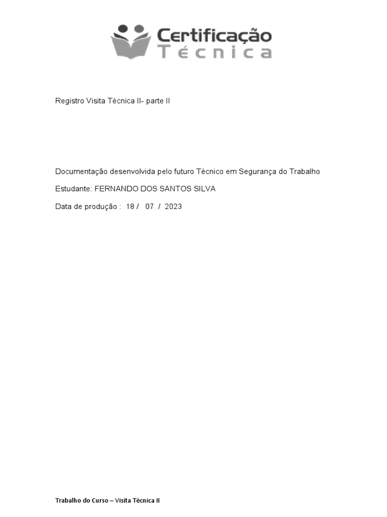 Relatorio de Visita Tec Ii Parte Ii | PDF | Desperdício | Desenvolvimento profissional