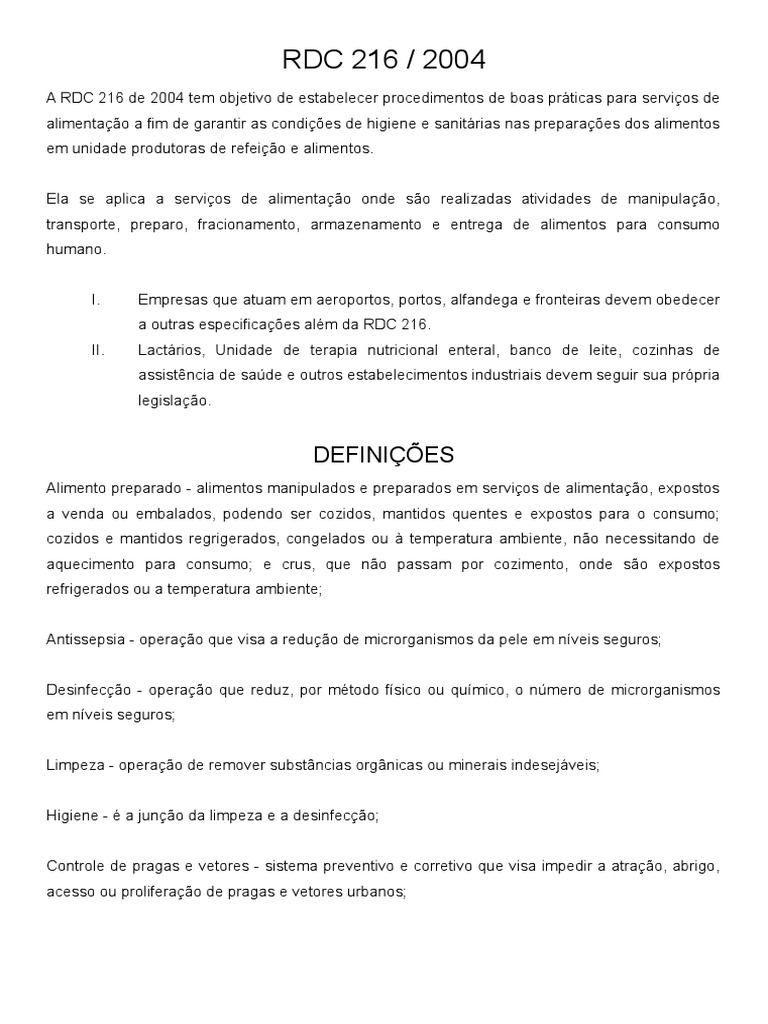 RDC 216 (Resumo) | PDF