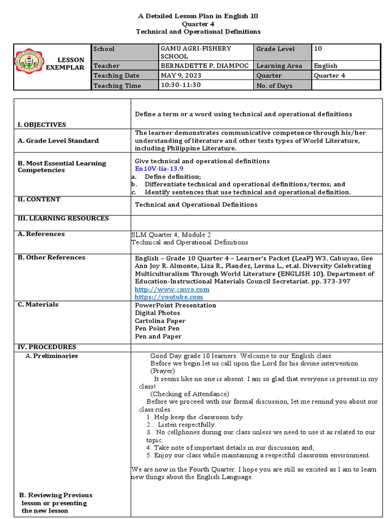 DLP in Eng. 10 (Demo) | PDF | Language Arts & Discipline | Foreign Language Studies