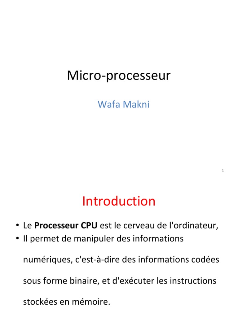 Cours Micro Pro - Wafa | Download Free PDF | Langage de programmation | Assembleur