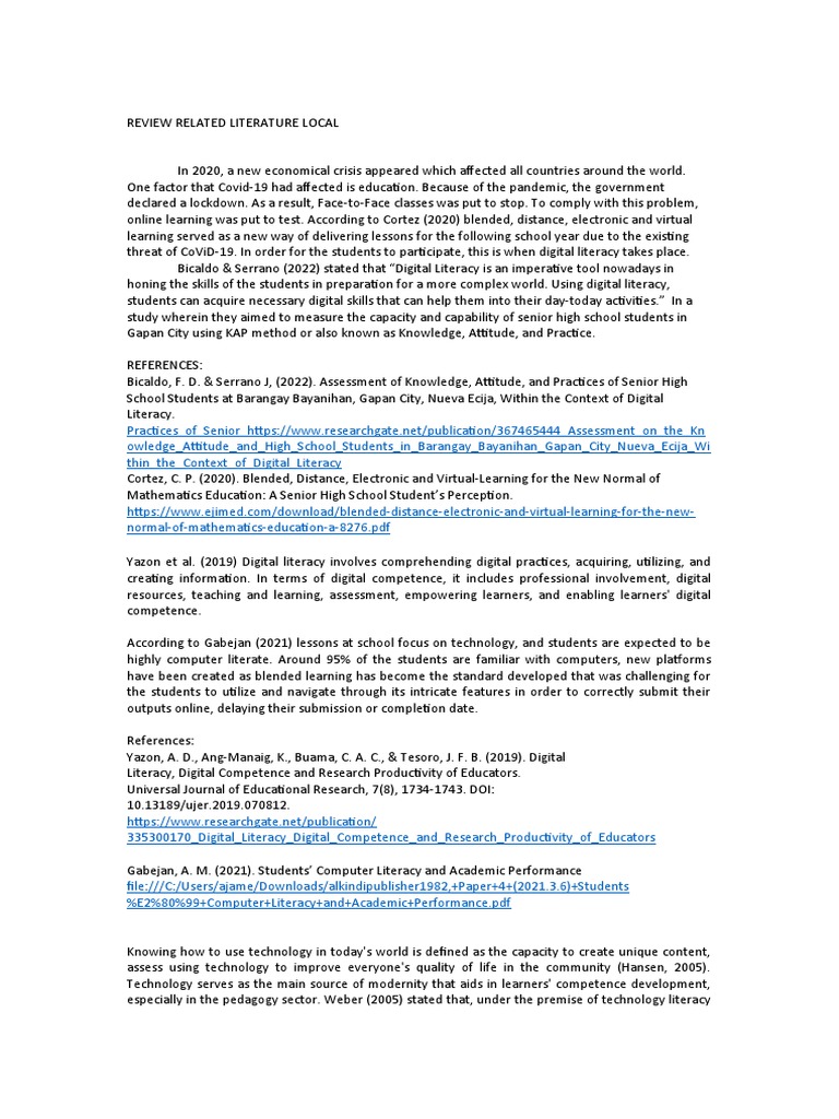 REVIEW-RELATED-LITERATURE-LOCAL(3) | PDF