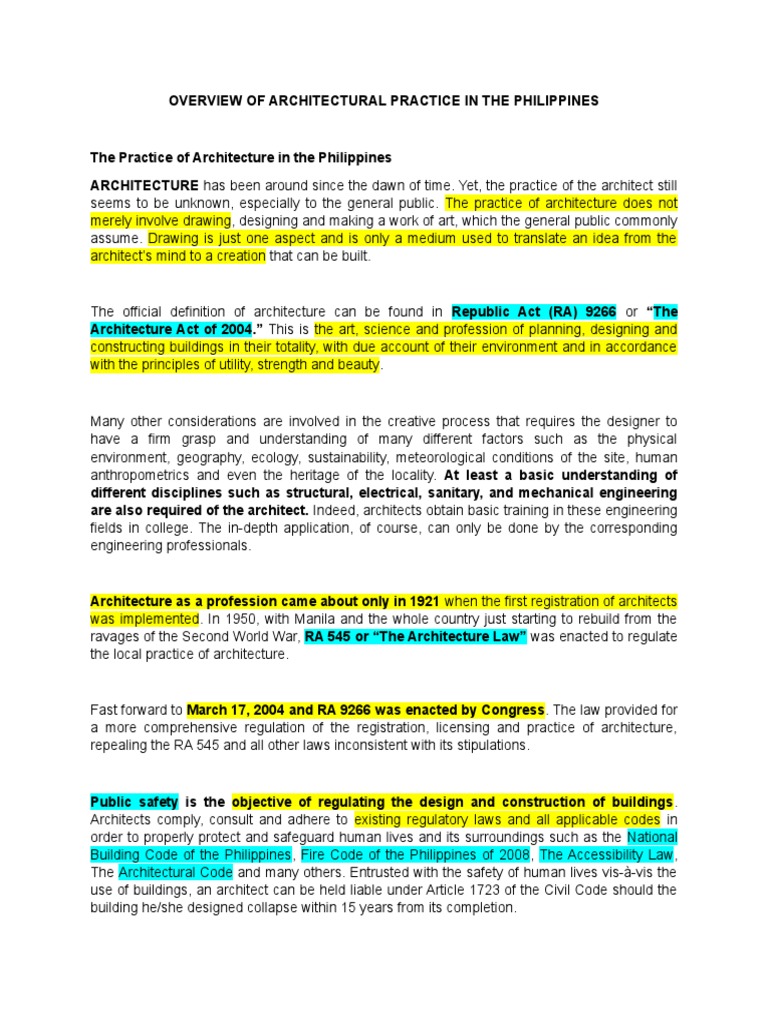 Architectural Practice in The Philippines | PDF | Architect