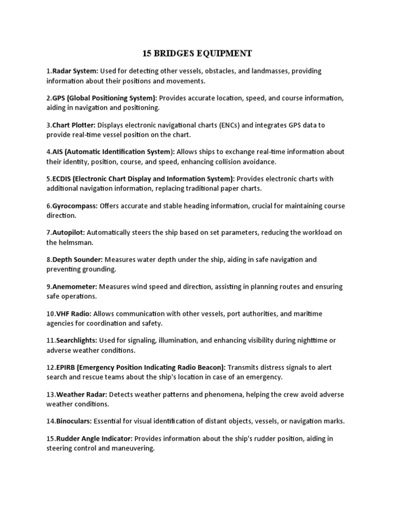 32 Bridge Equipment For Officers Familiarization PDF | PDF