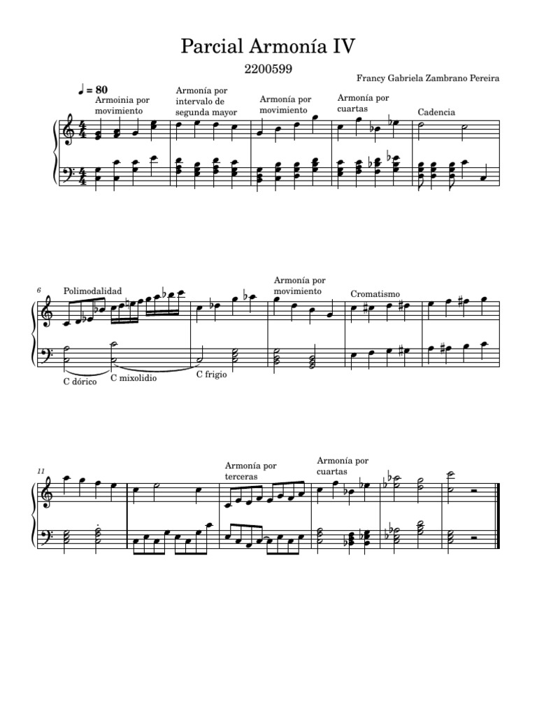 Parcial Armonía IV Francy Zambrano | PDF | Escalas musicales | Armonía