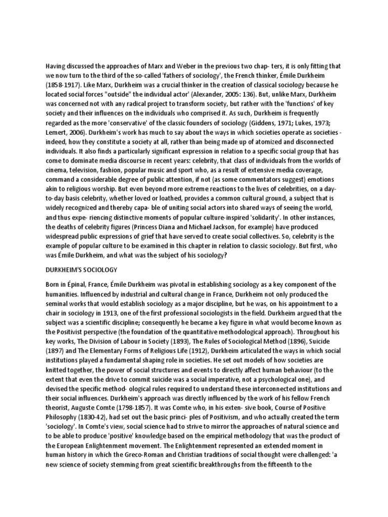 Durkheim Pdf émile Durkheim Sociology