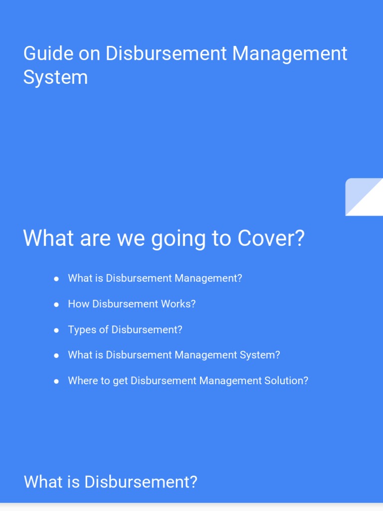 Disbursement Management Overview | PDF