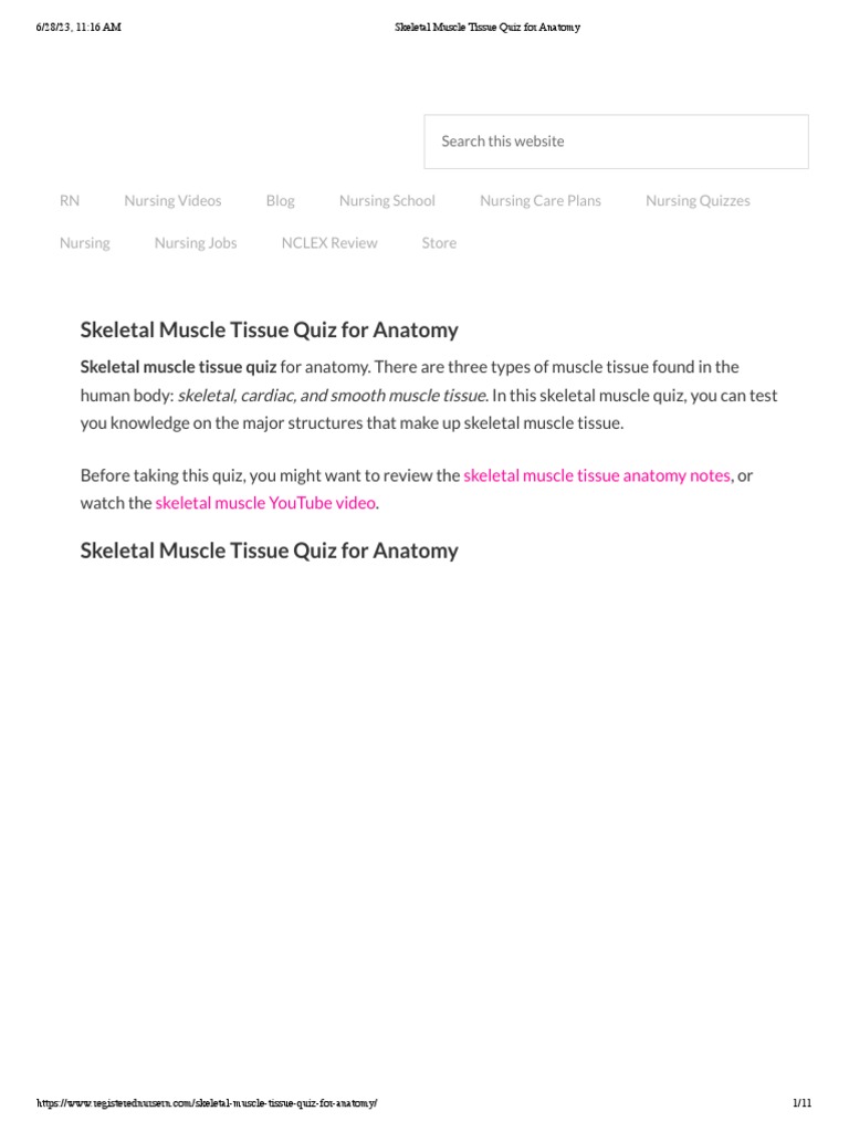 Skeletal Muscle Tissue Quiz For Anatomy Pdf