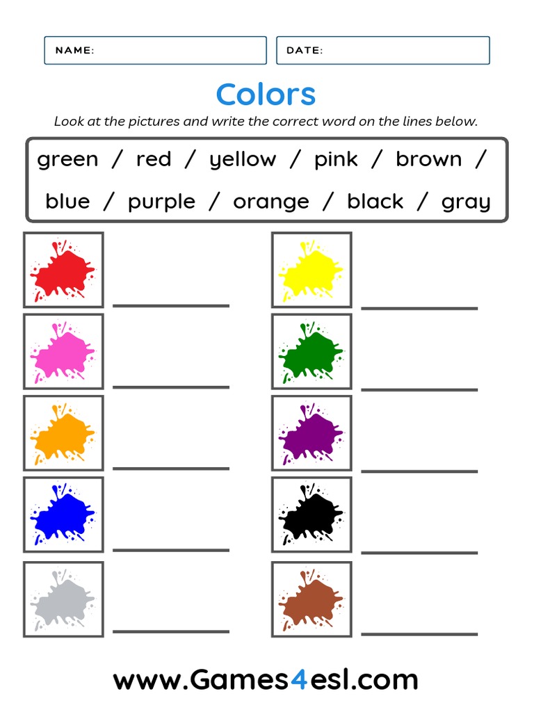 Colors Worksheet 1 (Homework) | PDF