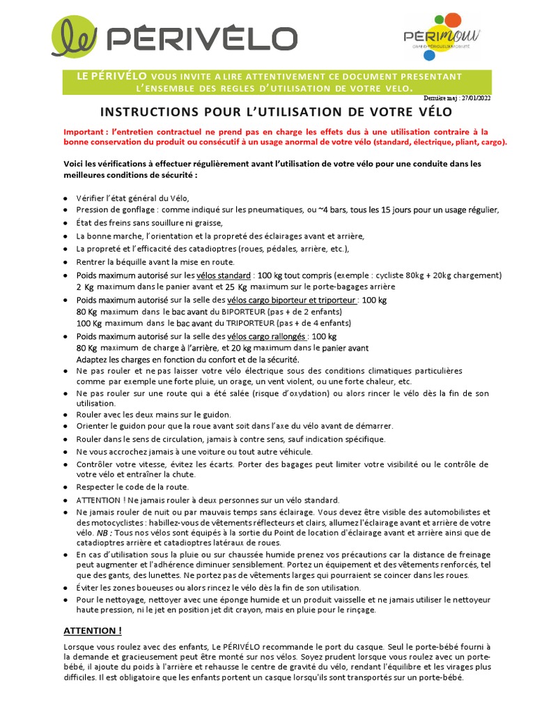 Manuel-Utilisation PériVélo | PDF