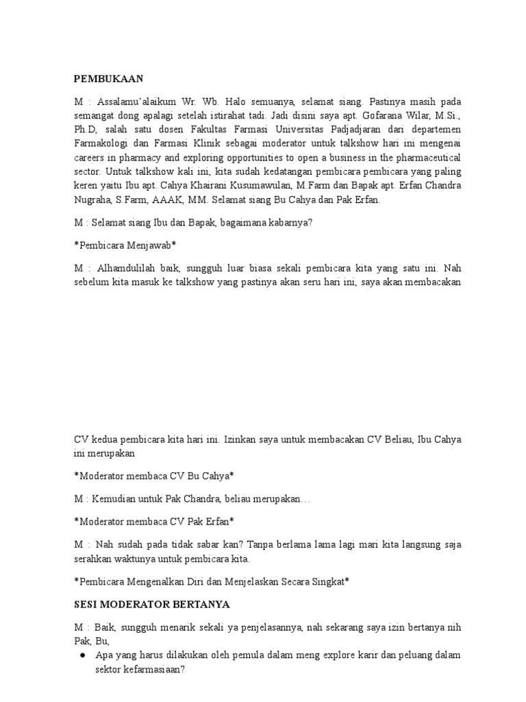 Script Moderator | PDF | Karier & Perkembangan