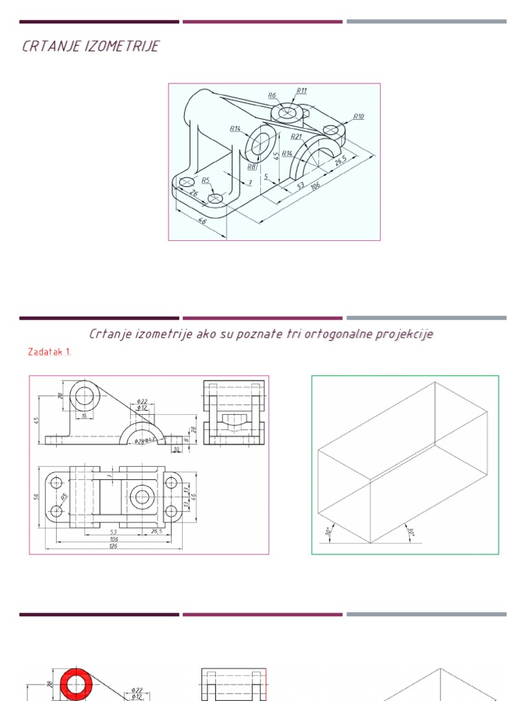 Crtanje Izometrije 2 - Vjezbe | PDF