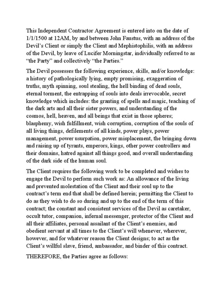 The Contract of A Soul | PDF | Hell | Employment