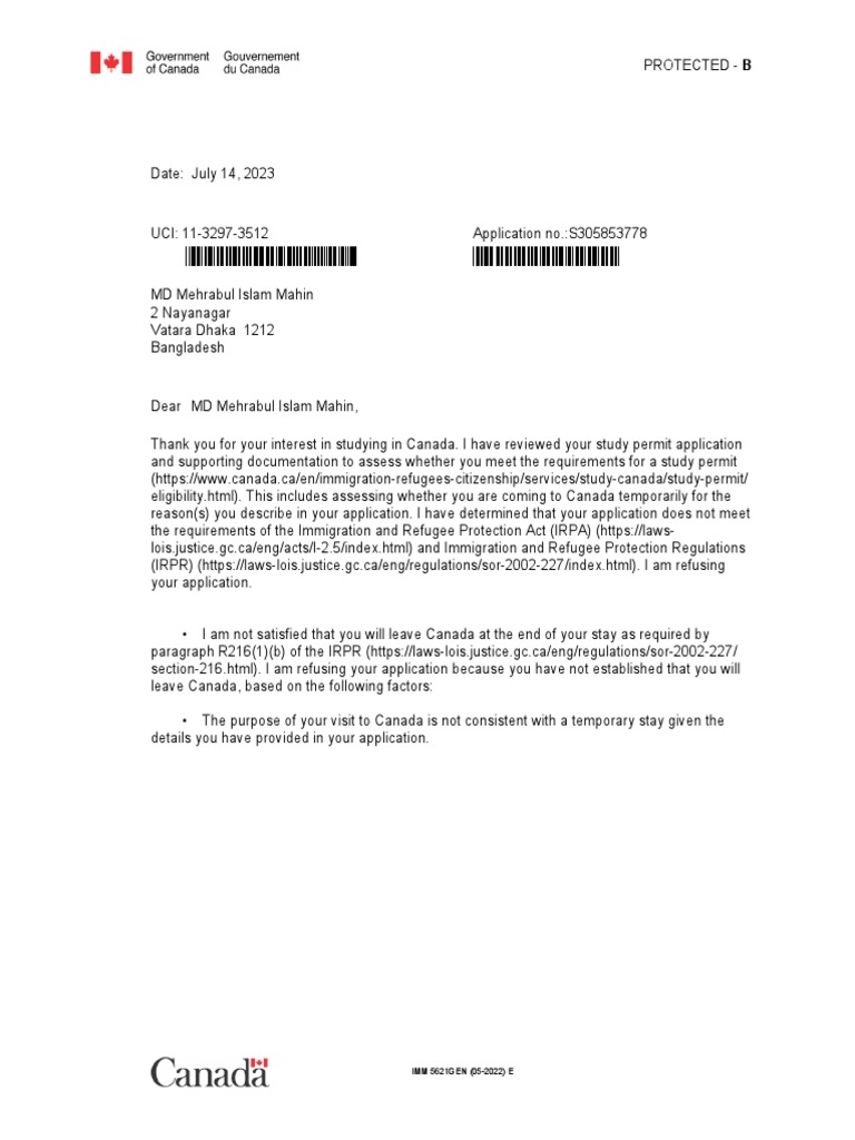 Visa Reject Notice | PDF | Immigration | International Relations