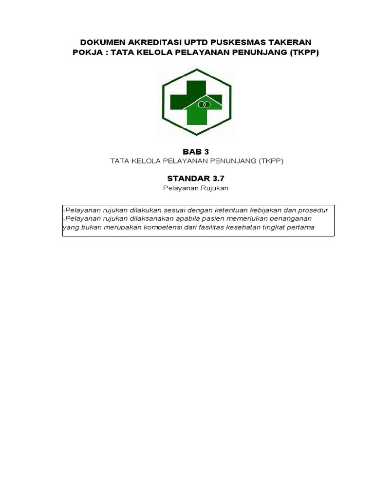 TATA KELOLA PELAYANAN PENUNJANG (TKPP) - Pelayanan Rujukan | PDF