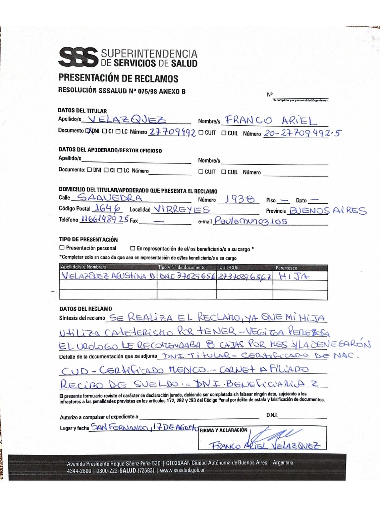 Resolución Sssalud #075 - 98 | PDF
