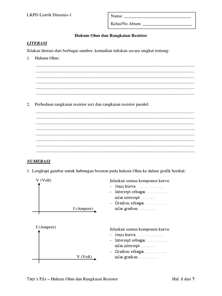 LKPD-1 Hukum Ohm Dan Rangkaian Resistor | PDF