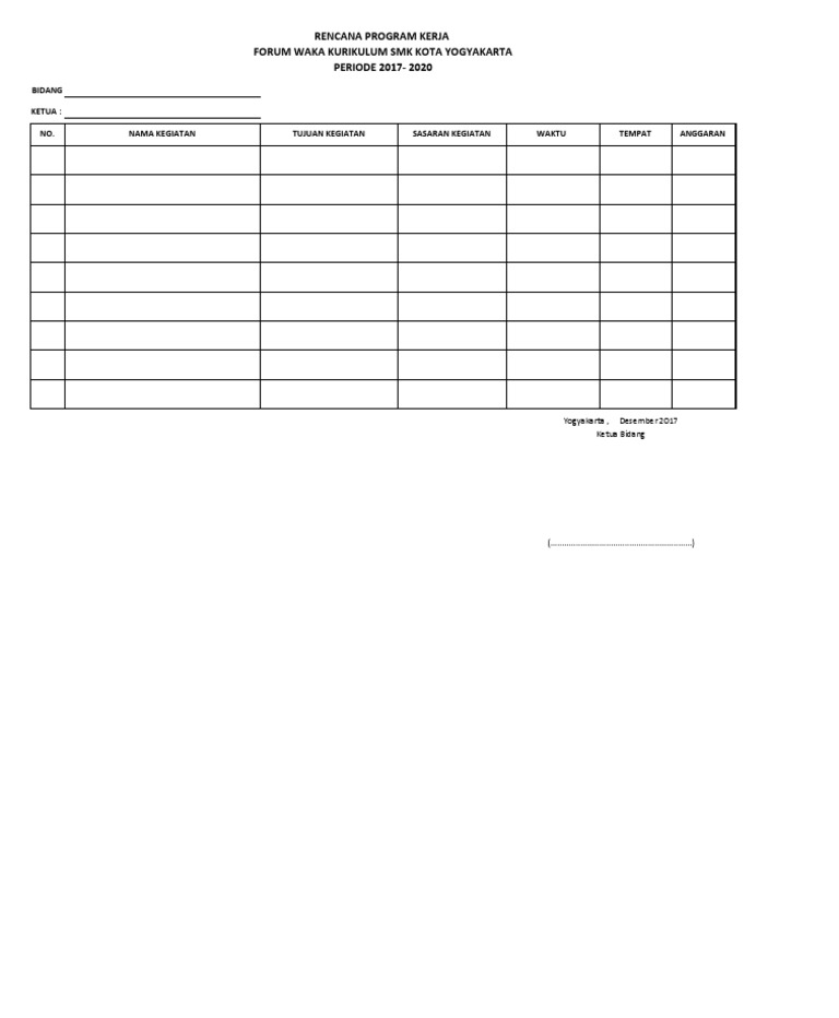 Form Program Kerja | PDF