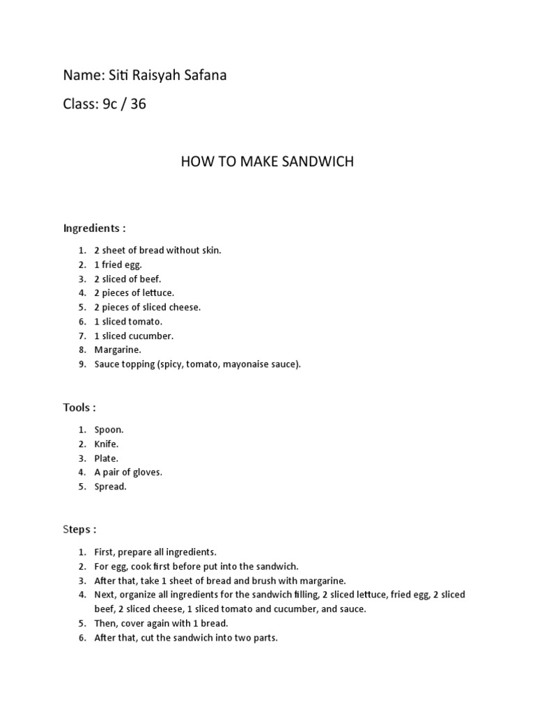 How To Make Sandwich 2 | PDF | Cooking, Food & Wine