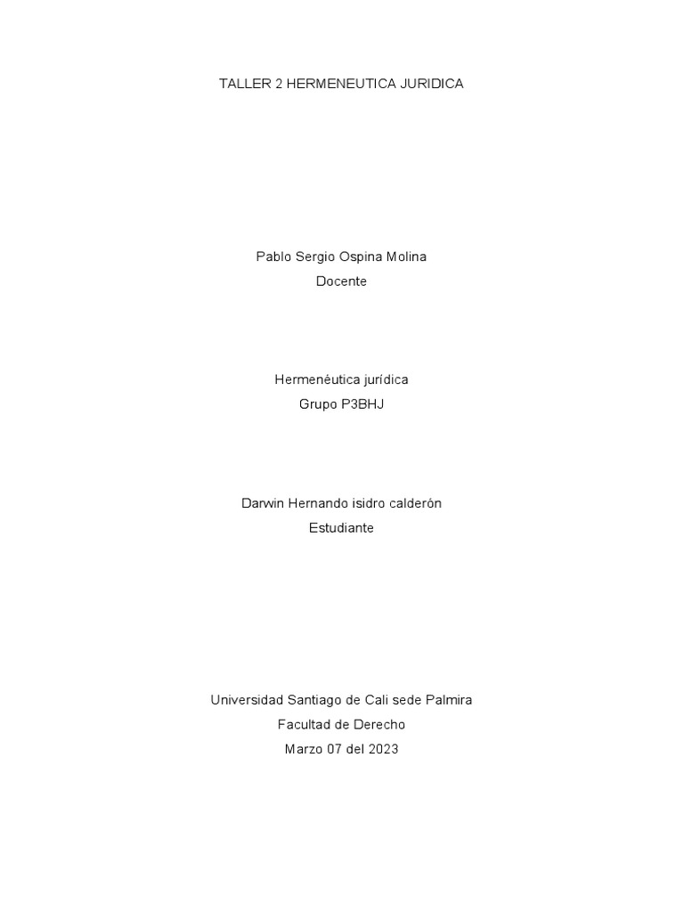 Taller 2 Hermeneutica Interpretacion Constitucional | PDF | Caso de ley | Principios éticos