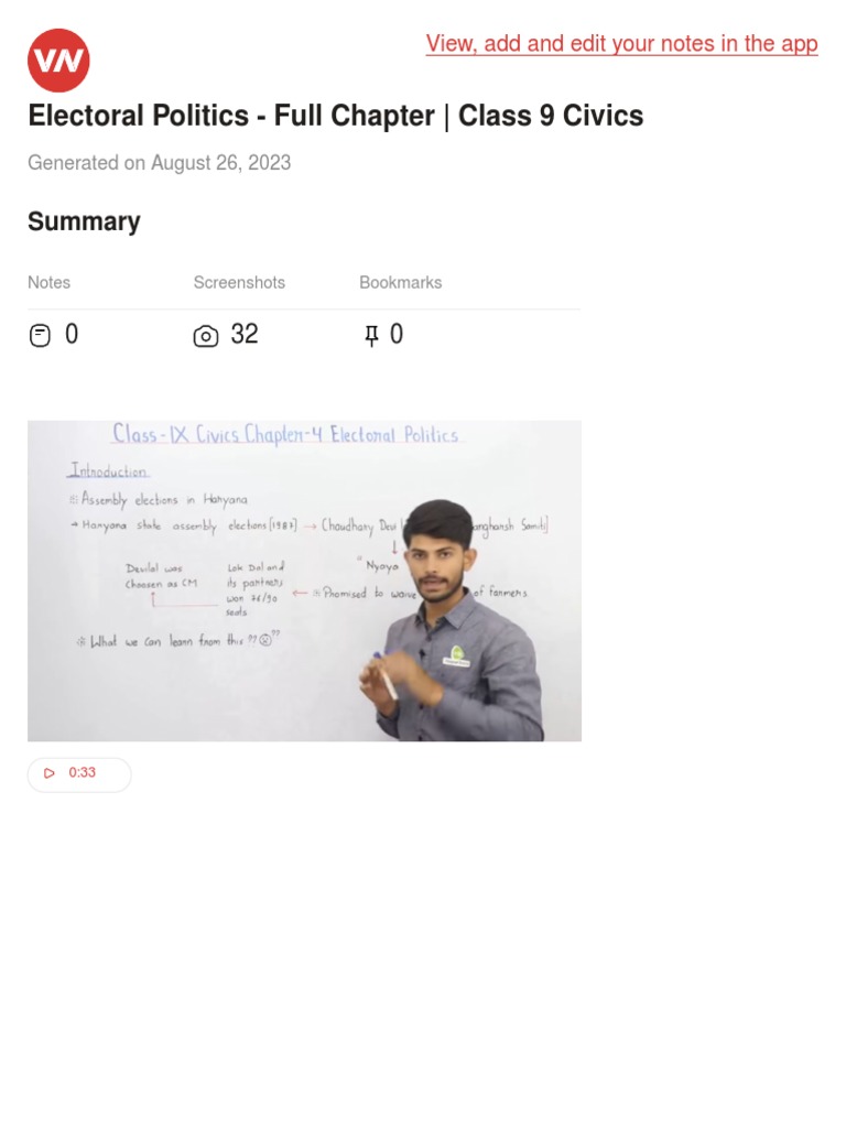 Class 9 Civics: Electoral Politics Notes | PDF | Games & Activities